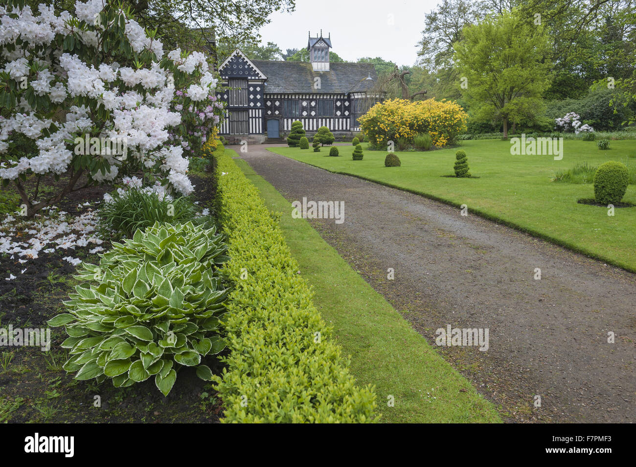 The gardens in the spring at Rufford Old Hall, Lancashire. Rufford Old ...
