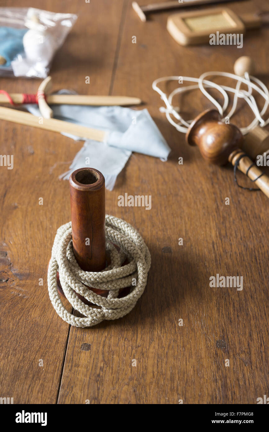 A close up view of a traditional toy on the table at Tudor Merchant's ...