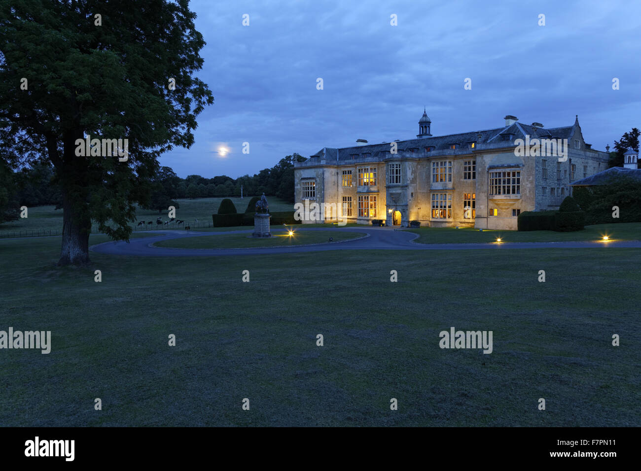 Hartwell House, Buckinghamshire, floodlit at night. Hartwell House ...
