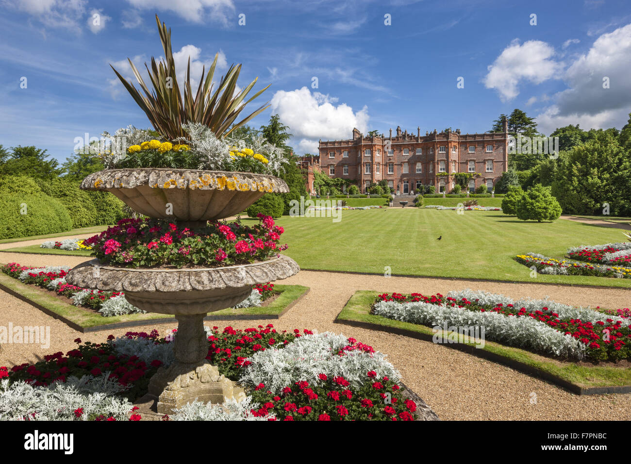 The parterre and south front of the house at Hughenden, Buckinghamshire ...