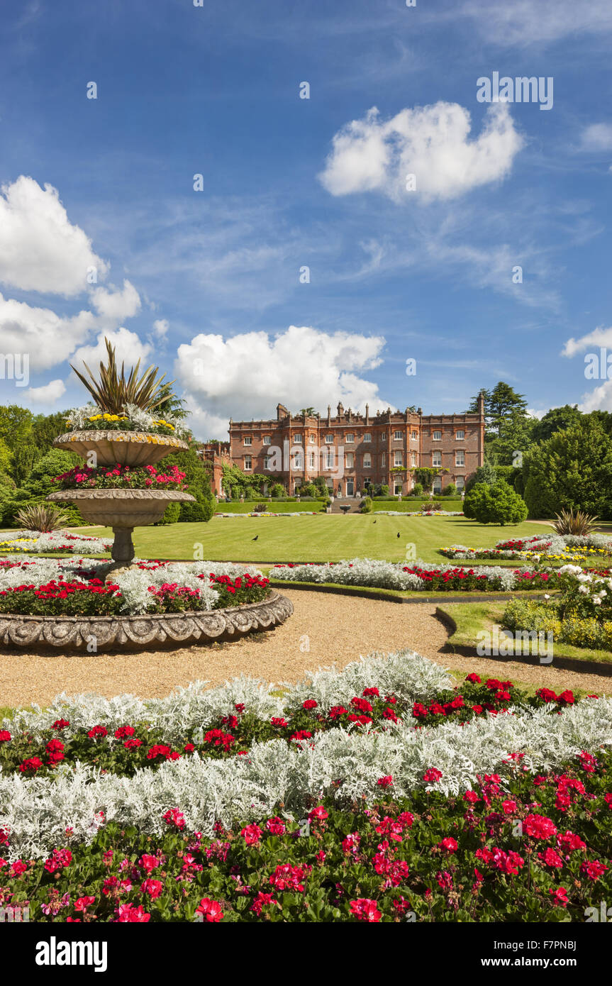 The parterre and south front of the house at Hughenden, Buckinghamshire ...