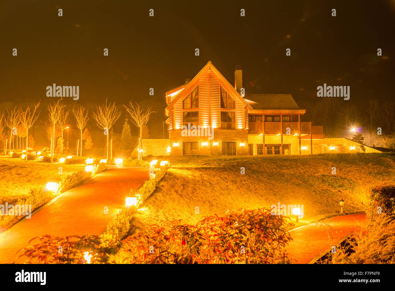 Nice modern house during evening hours Stock Photo - Alamy