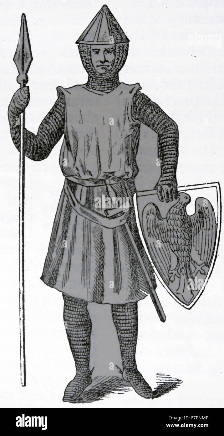 Engraving depicting a 13th Century Polish warrior Stock Photo - Alamy