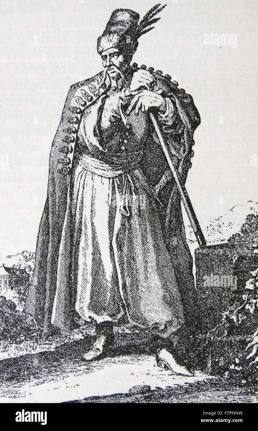 Engraving depicting a Polish Haiduk. Dated 18th Century Stock Photo - Alamy