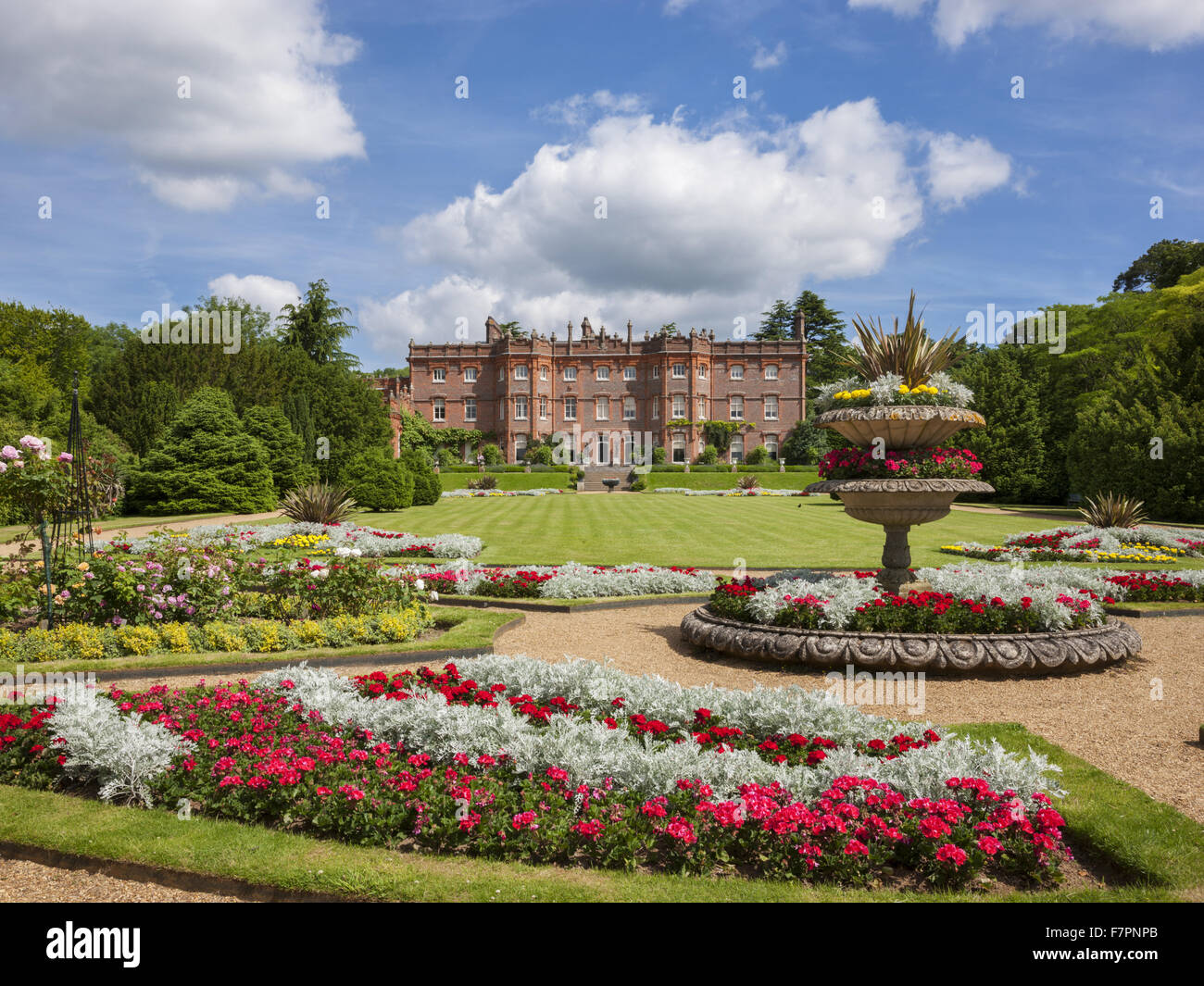 The parterre and south front of the house at Hughenden, Buckinghamshire ...