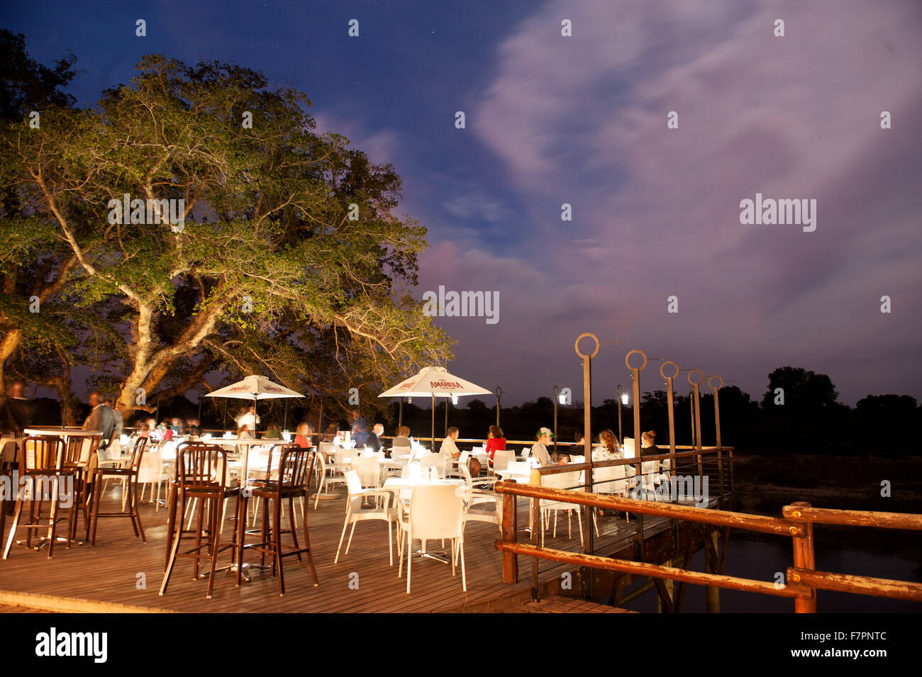 The Skukuza Rest Camp restaurant at sunset. Kruger National Park, South ...