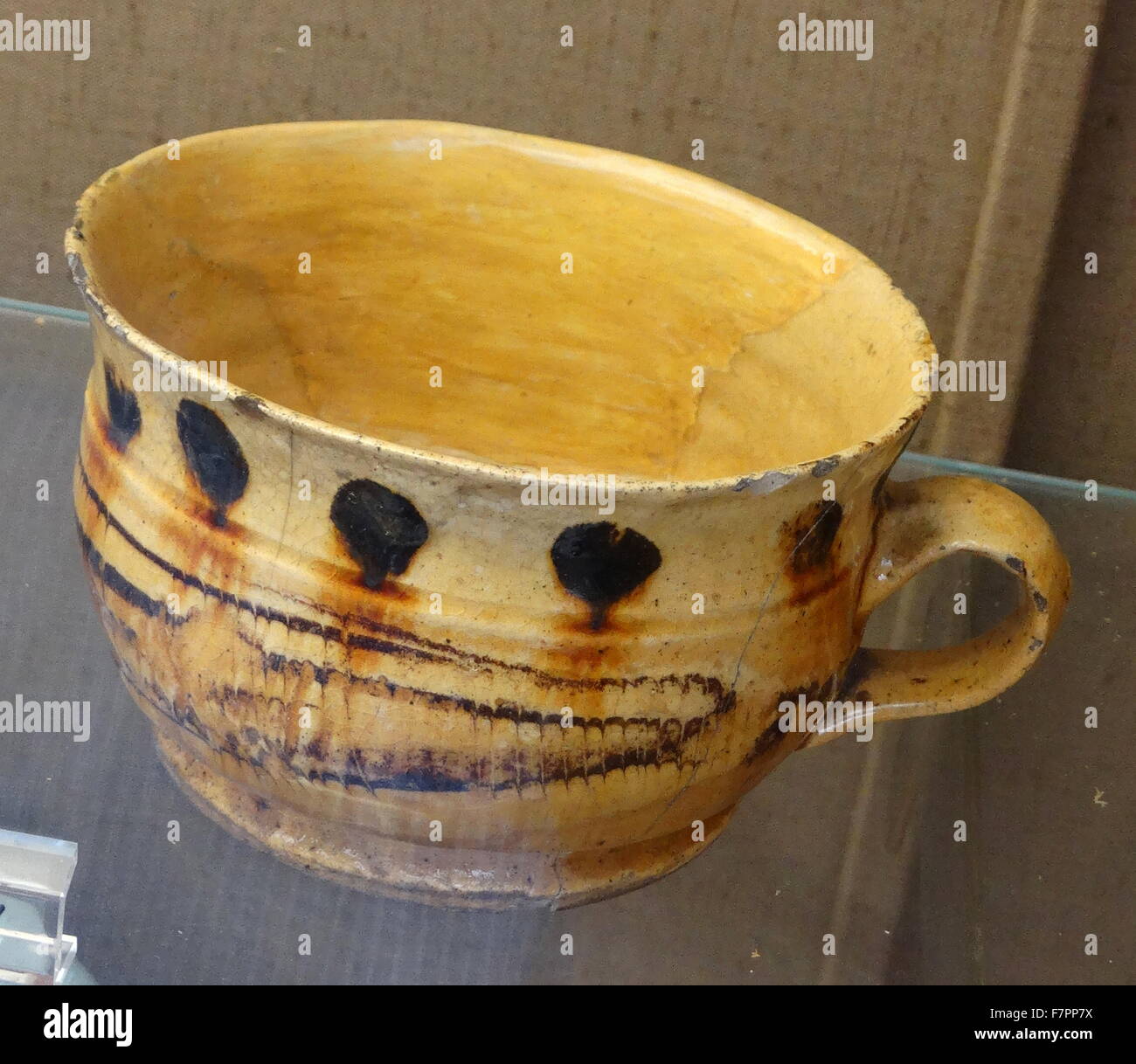 Lead glazed lead glazed earthernware trailed slip decoration mug 17th ...