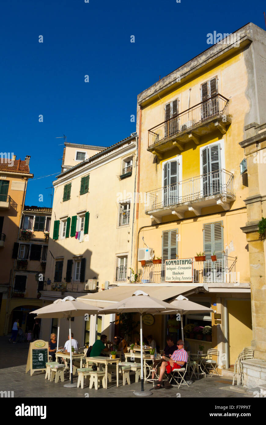 Cafe terrace, M Theotoki square, Town Hall's square, Corfu town, Corfu ...