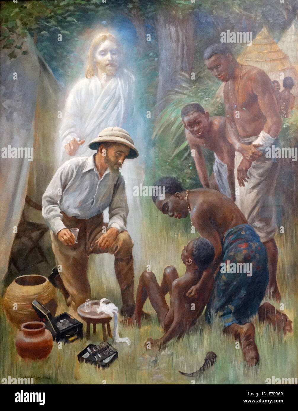 A Medical Missionary Attending to a Sick African' by Harold Copping ...