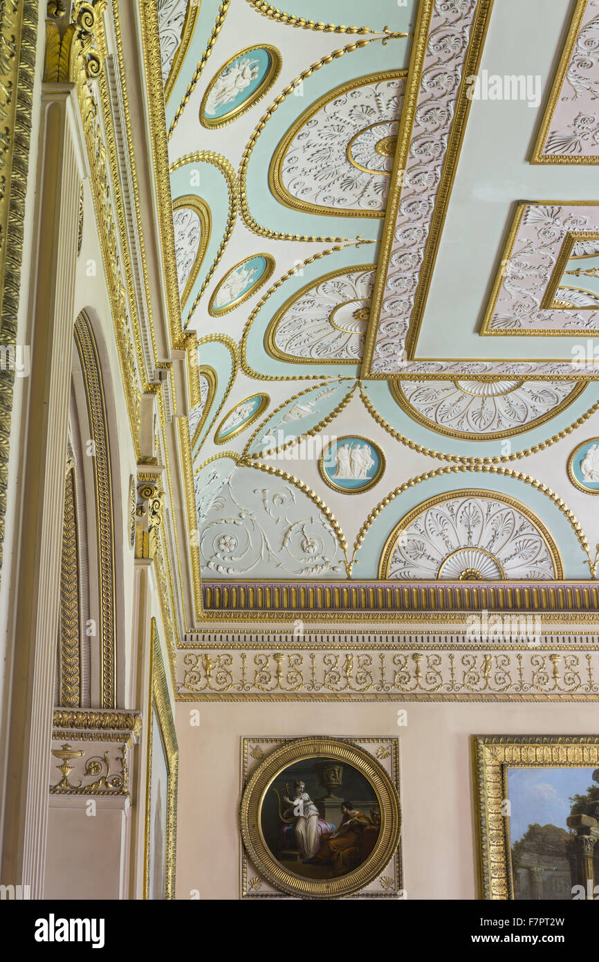 Detail of the ceiling in The Saloon at Nostell Priory and Parkland ...