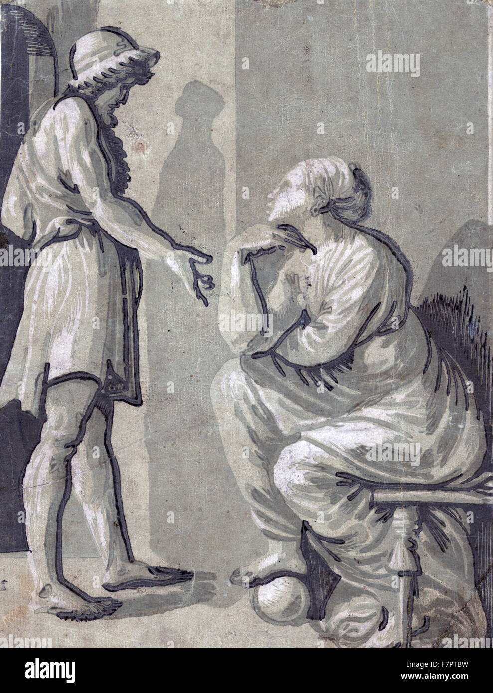 Raphael and his beloved by Ugo da Carpi, 1480 - 1532. chiaroscuro ...