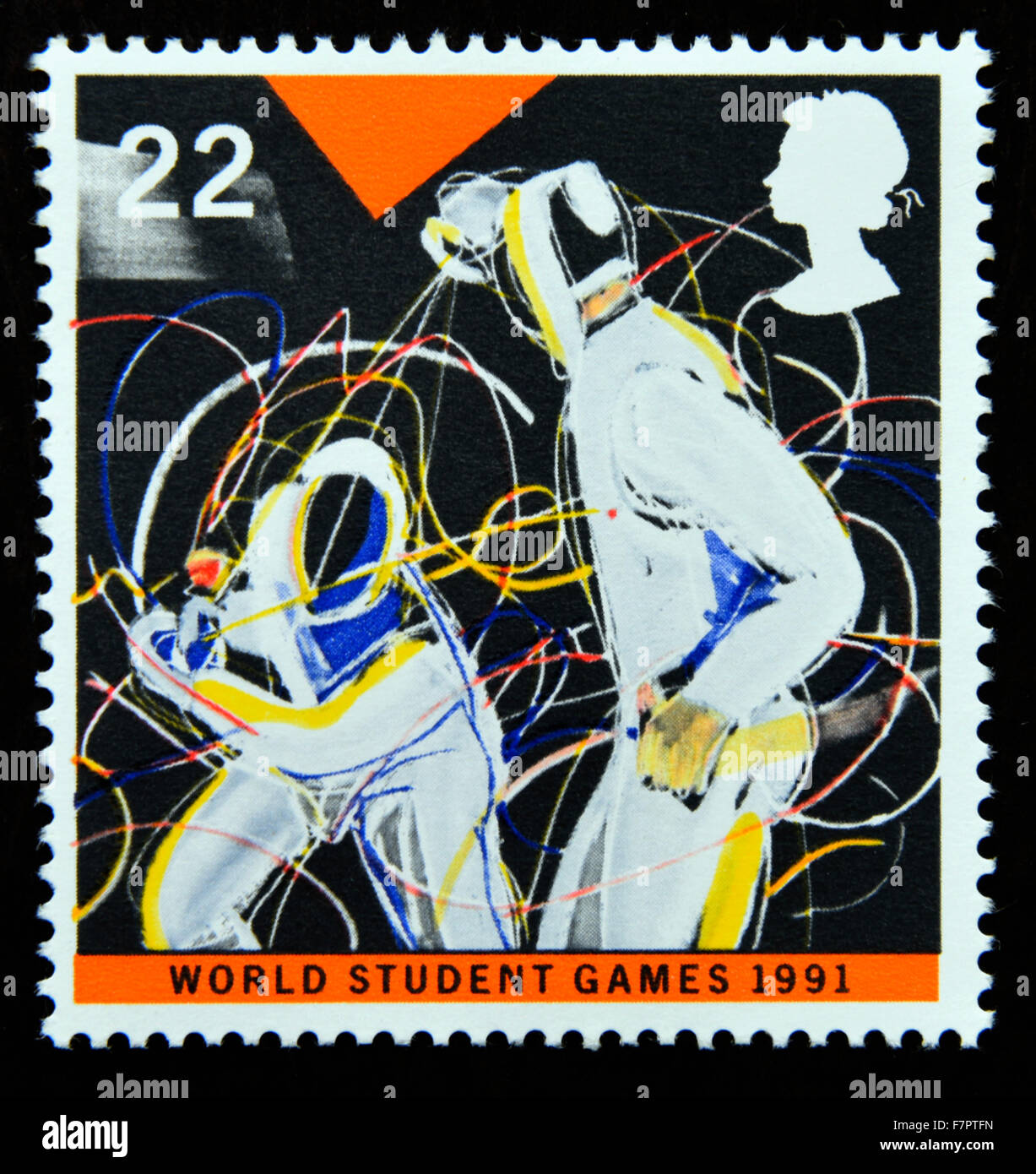 Postage stamp. Great Britain. Queen Elizabeth II. 1991. World Student ...