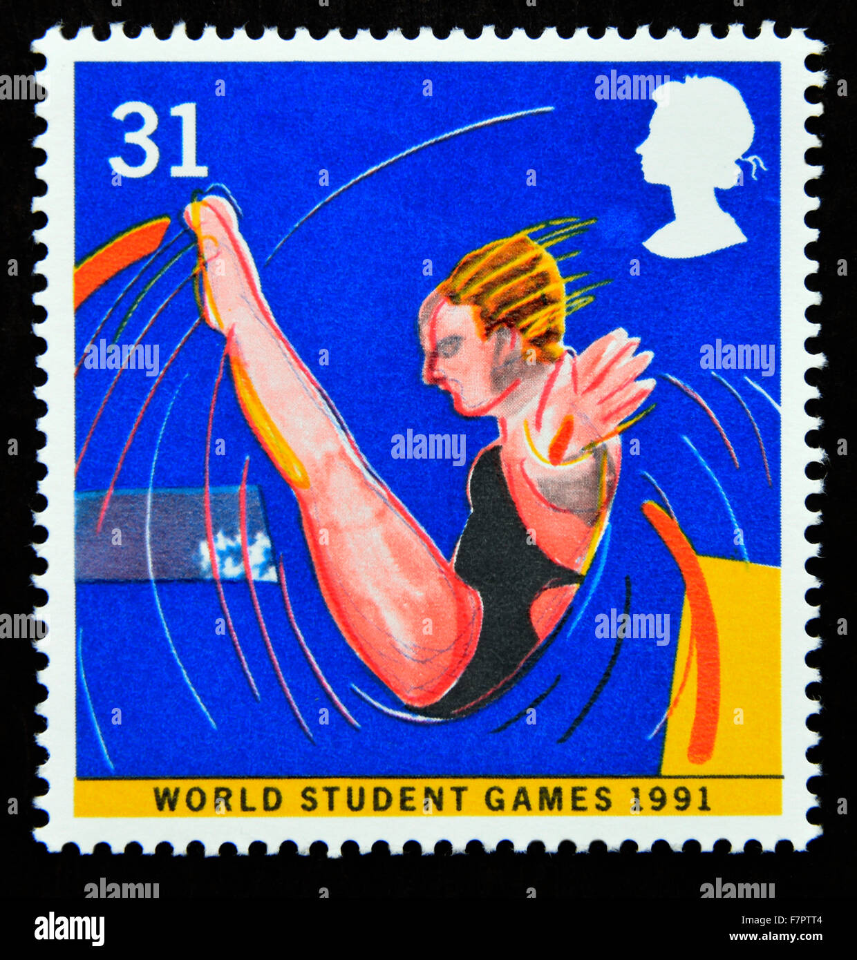 Postage stamp. Great Britain. Queen Elizabeth II. 1991. World Student ...