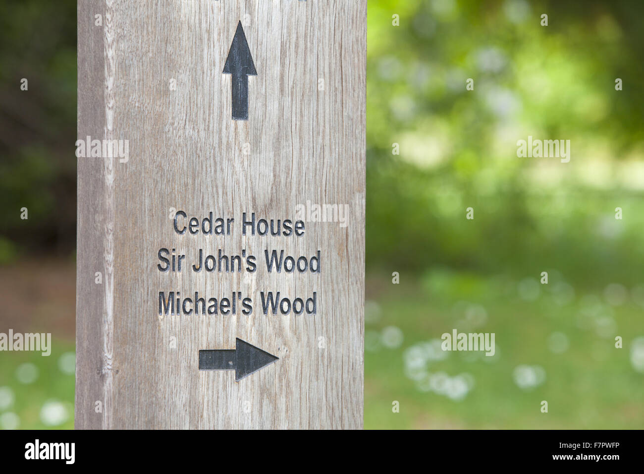 Signage at Knightshayes, Devon. Knightshayes is a spectacular Gothic ...