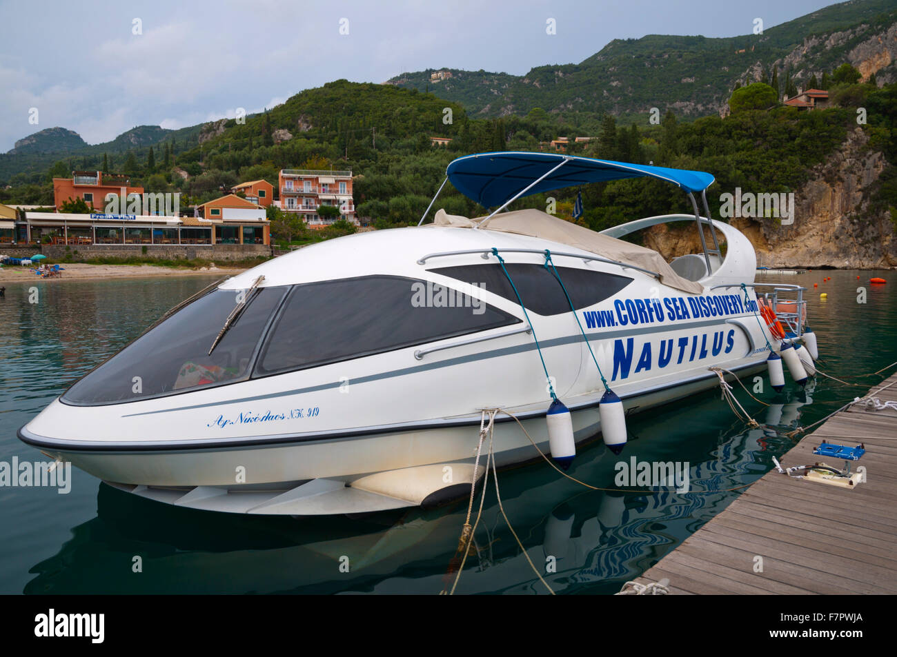 Alipa beach and harbour, Palaiokastritsa, Paleokastritsa, western Corfu ...
