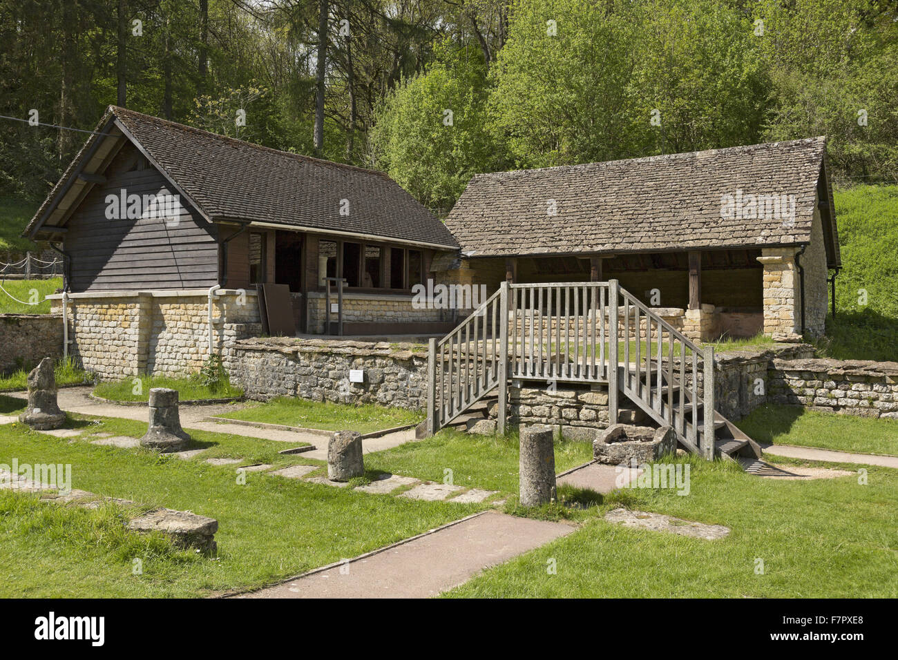 Modern buildings at Chedworth Roman Villa, Gloucestershire. Chedworth ...