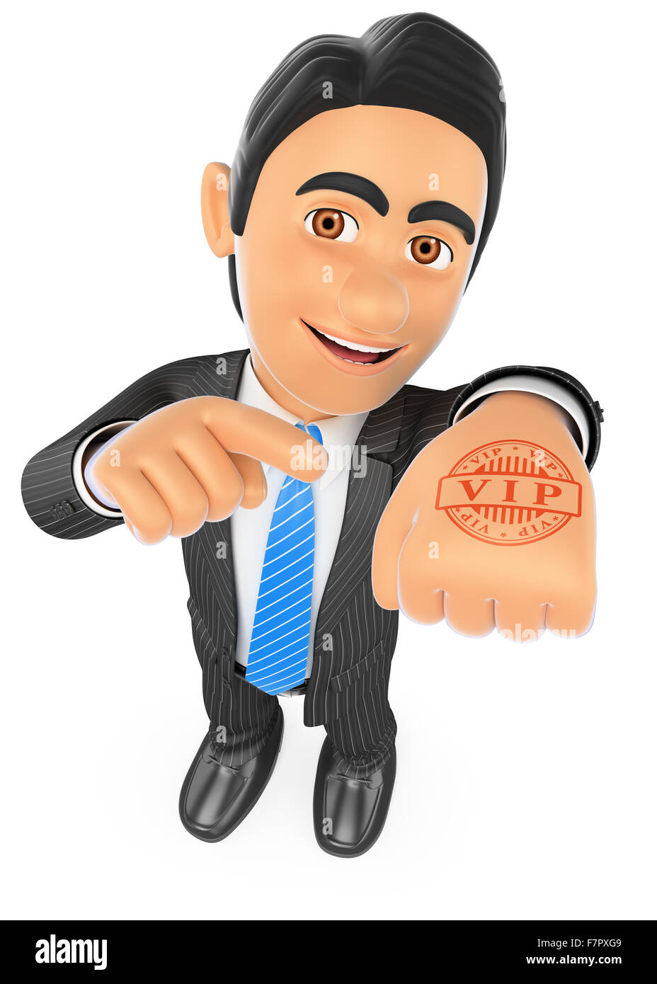 3d business people. Businessman with hand stamp VIP. Isolated white ...