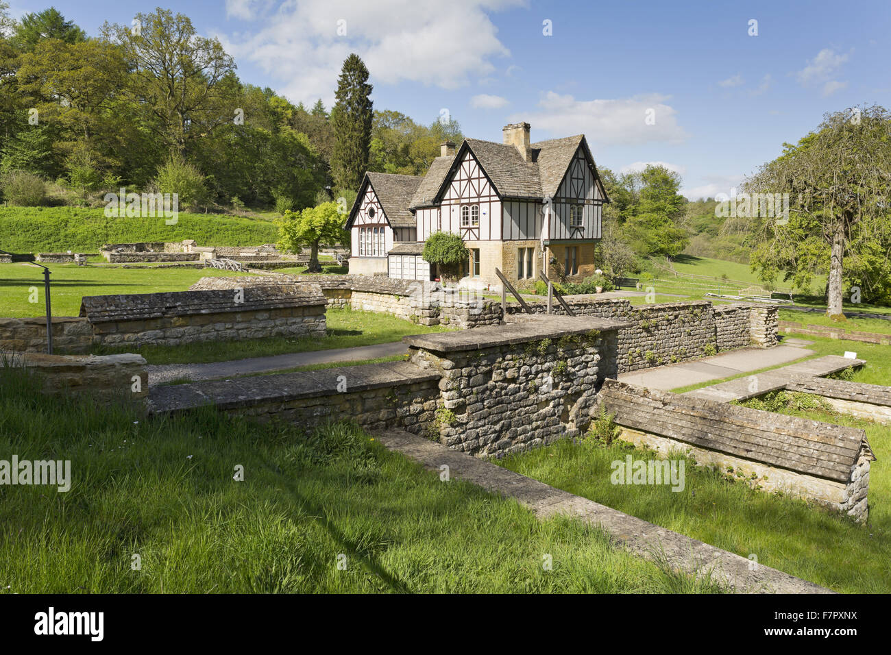 The Victorian shooting lodge and museum at Chedworth Roman Villa ...