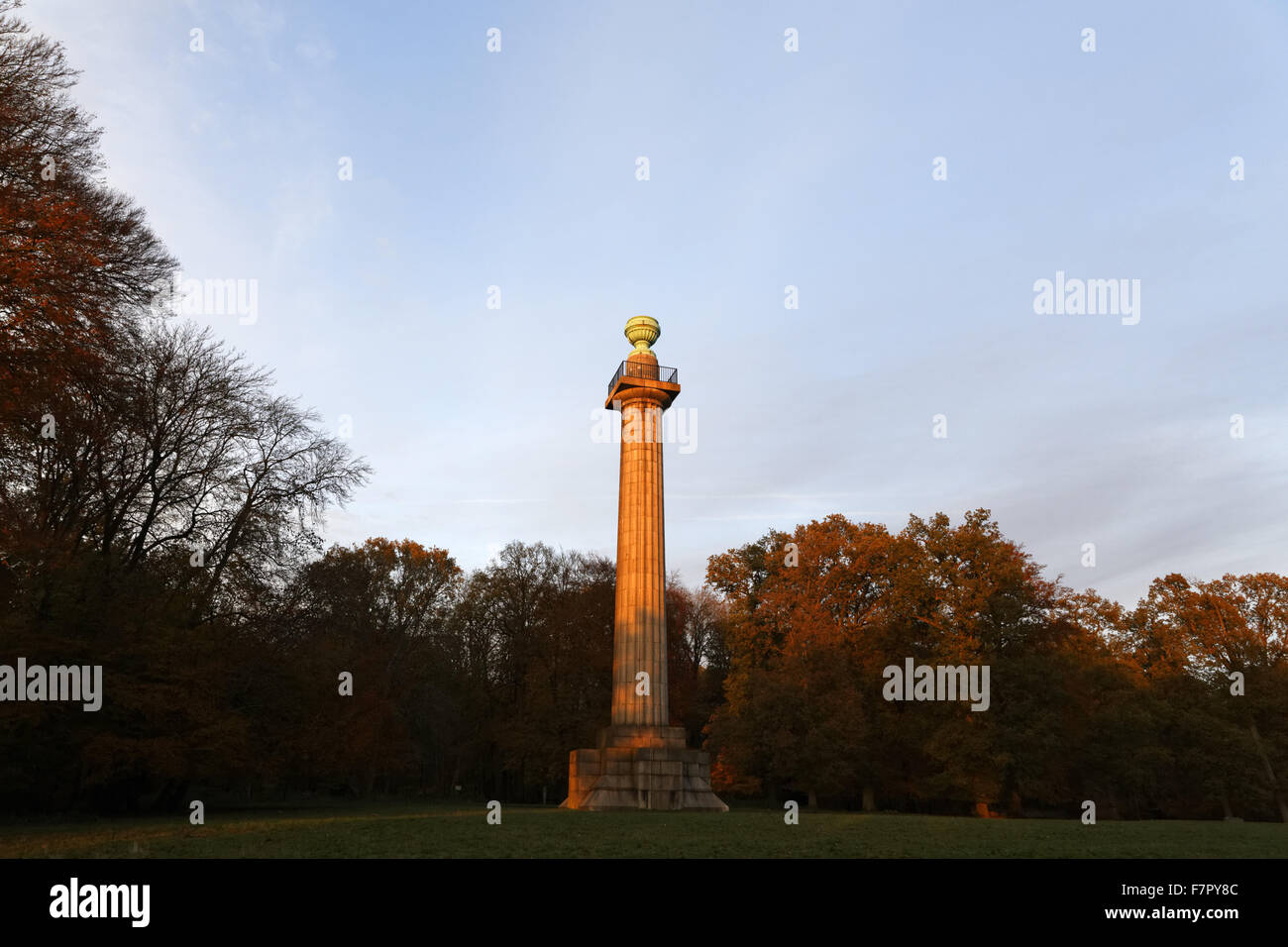Autumn trees surrounding the Bridgewater Monument, on the Ashridge ...
