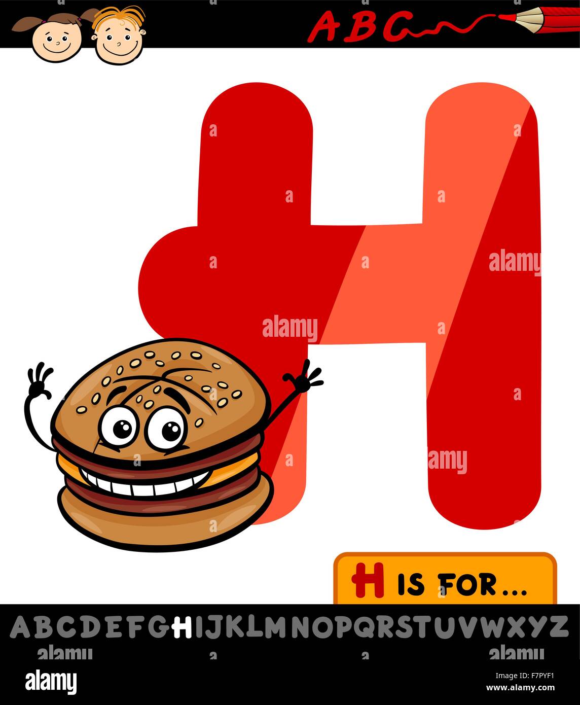 letter h hamburger hat cartoon illustration Stock Vector Image & Art ...