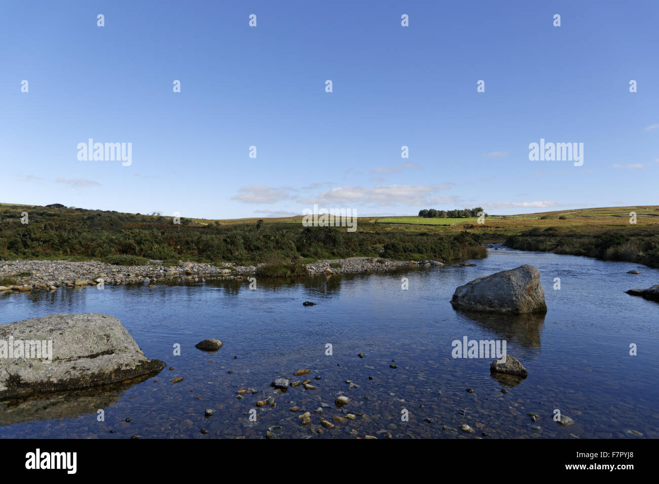 Rocks in water near Cadover Bridge, in the Upper Plym Valley, Dartmoor ...