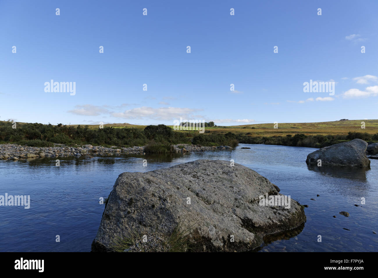 Rocks in water near Cadover Bridge, in the Upper Plym Valley, Dartmoor ...