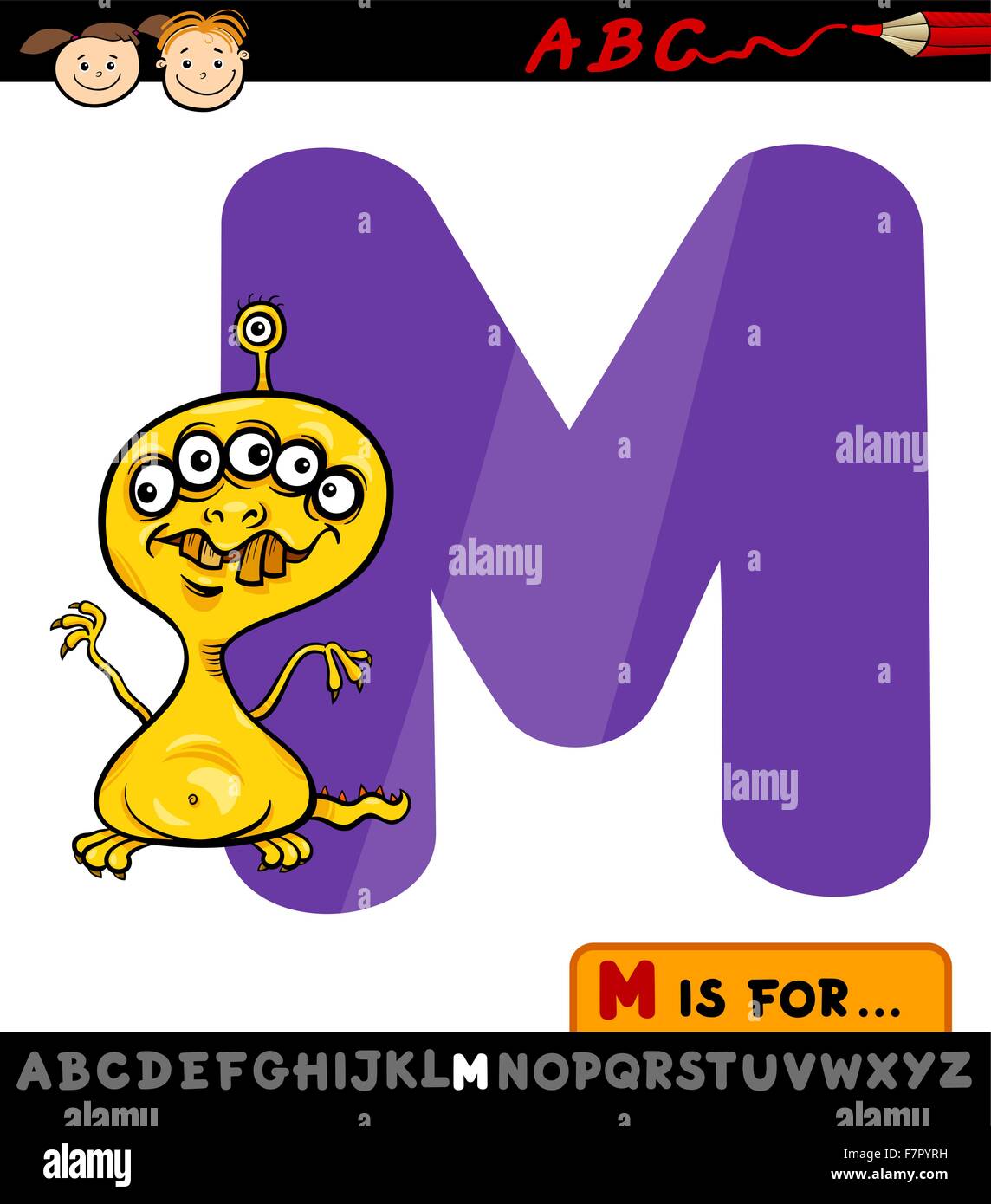 letter m with monster cartoon illustration Stock Vector Image & Art - Alamy