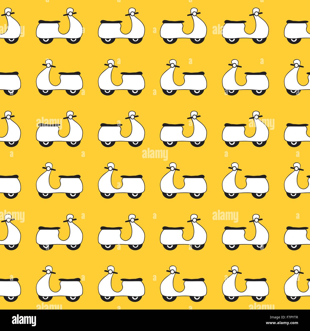 Seamless pattern with vespa scooters on yellow background Stock Vector ...