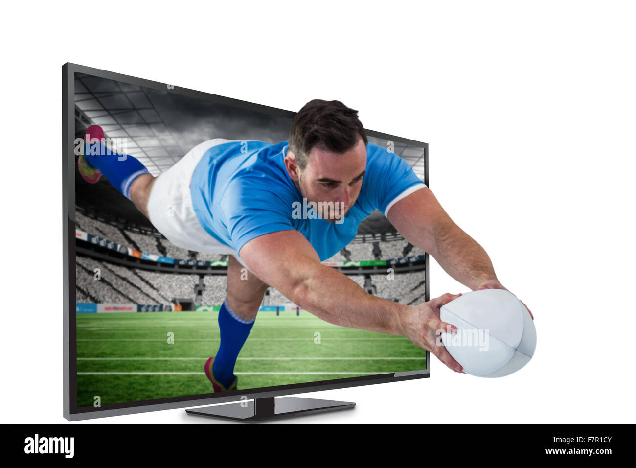 Composite image of rugby player scoring a try Stock Photo - Alamy