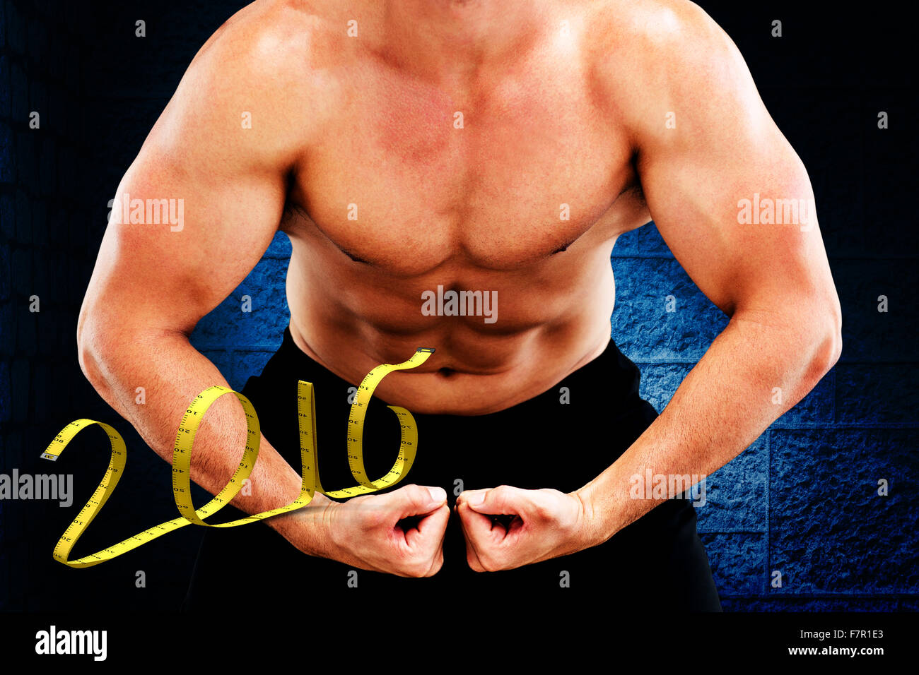 Composite image of bodybuilder flexing Stock Photo - Alamy
