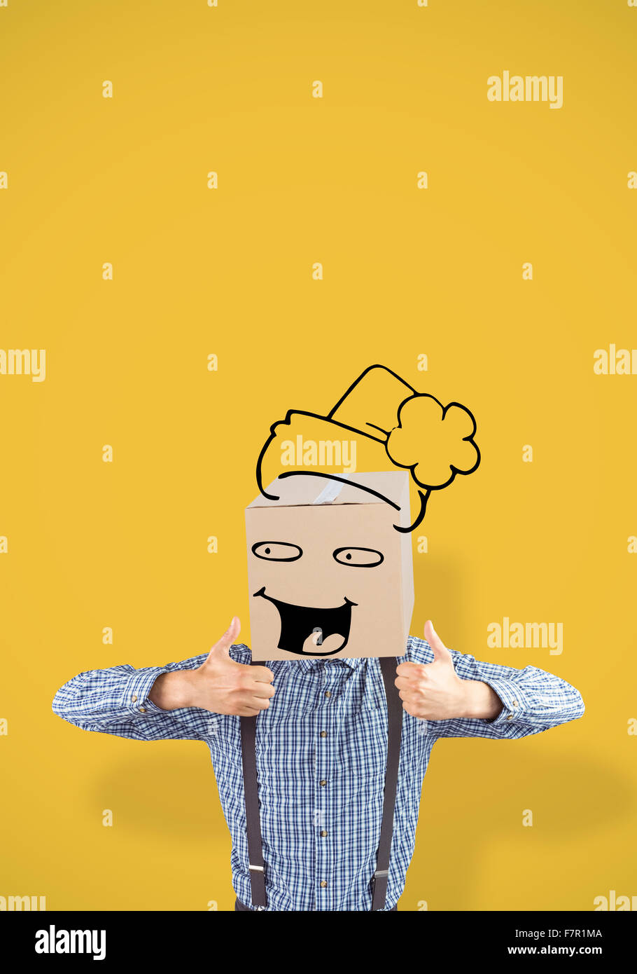 Composite image of anonymous businessman with thumbs up Stock Photo - Alamy