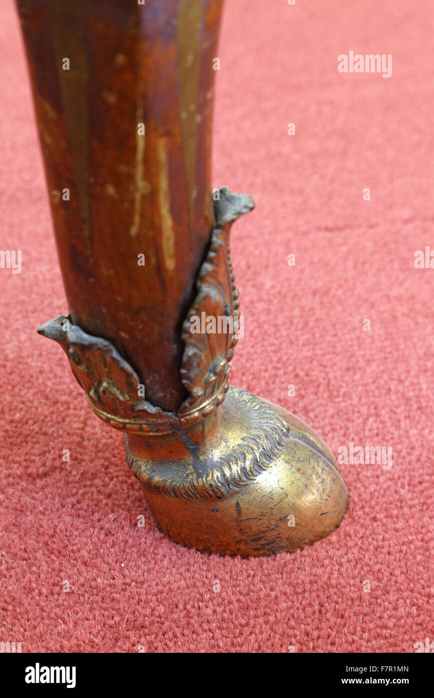 Decorative foot of a chair at Wimpole Hall, Cambridgeshire Stock Photo ...