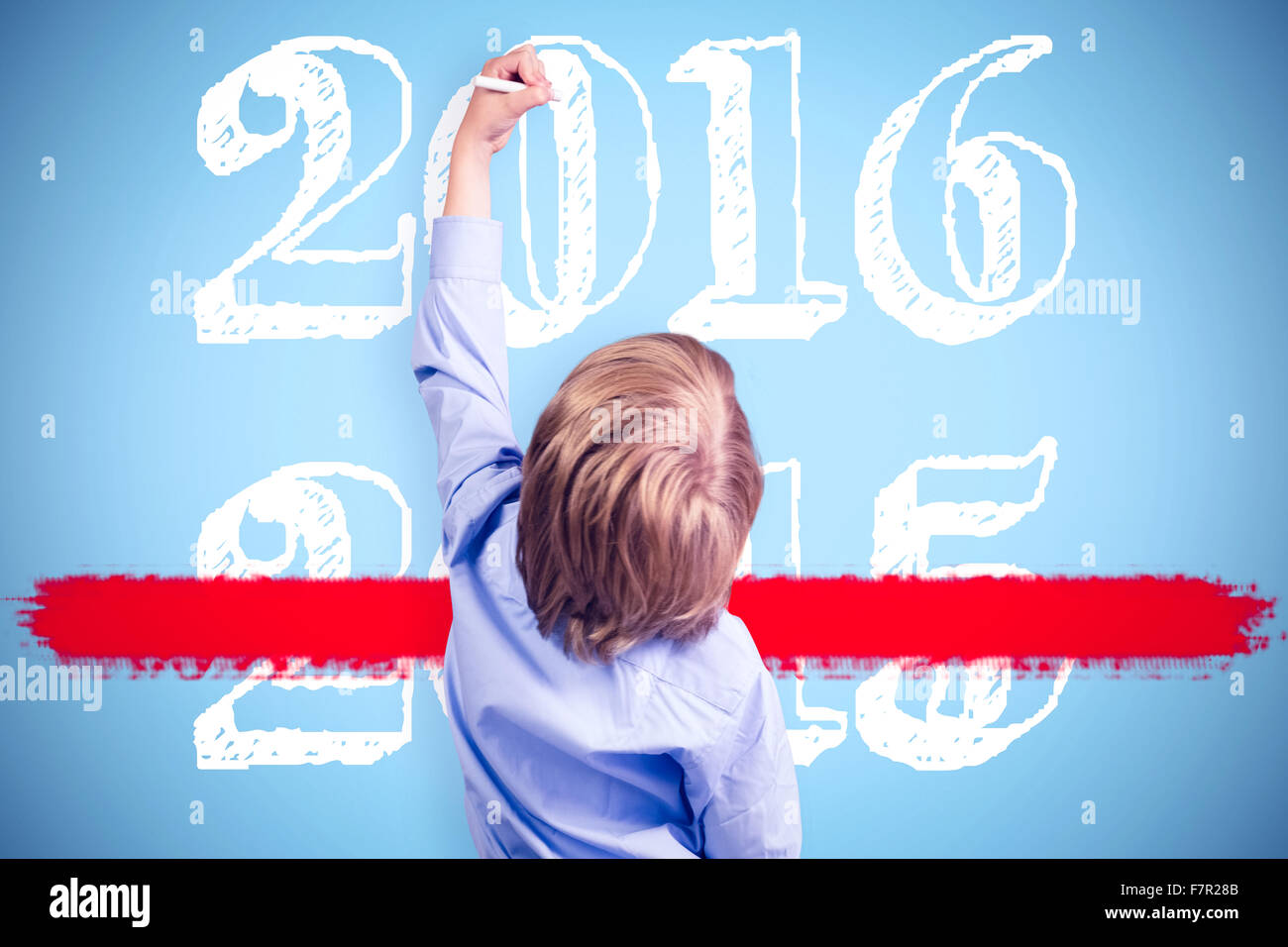 Composite image of cute pupil writing Stock Photo - Alamy