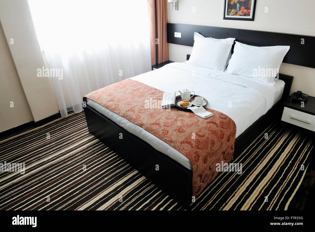 bright and clean hotel room interior with modern furniture Stock Photo ...