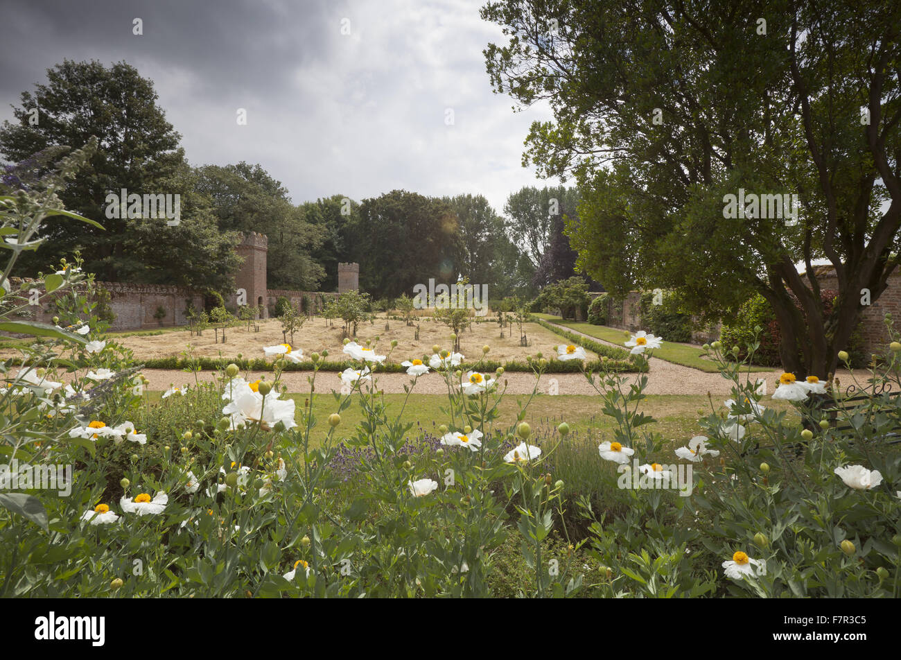 The gardens at Oxburgh Hall, Norfolk. Oxburgh was built in 1482 by the ...