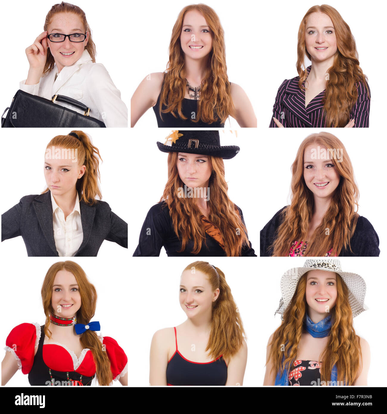 Collage of many faces from same model Stock Photo - Alamy
