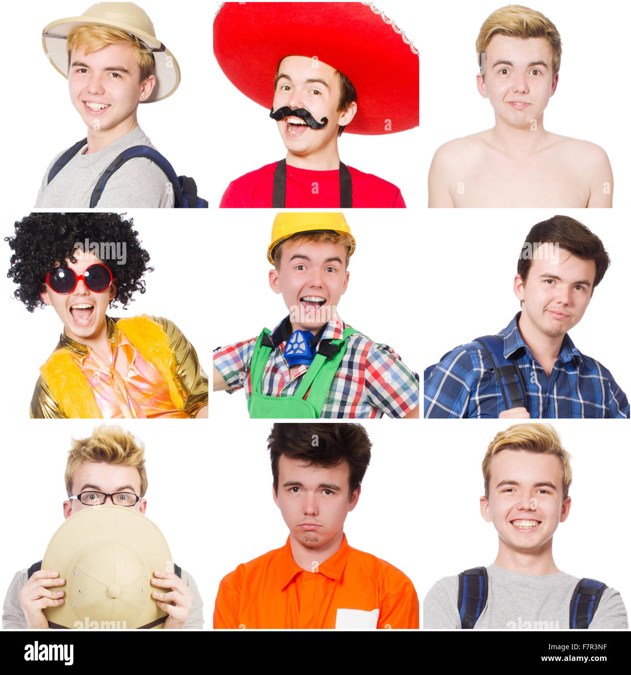 Collage of many faces from same model Stock Photo - Alamy