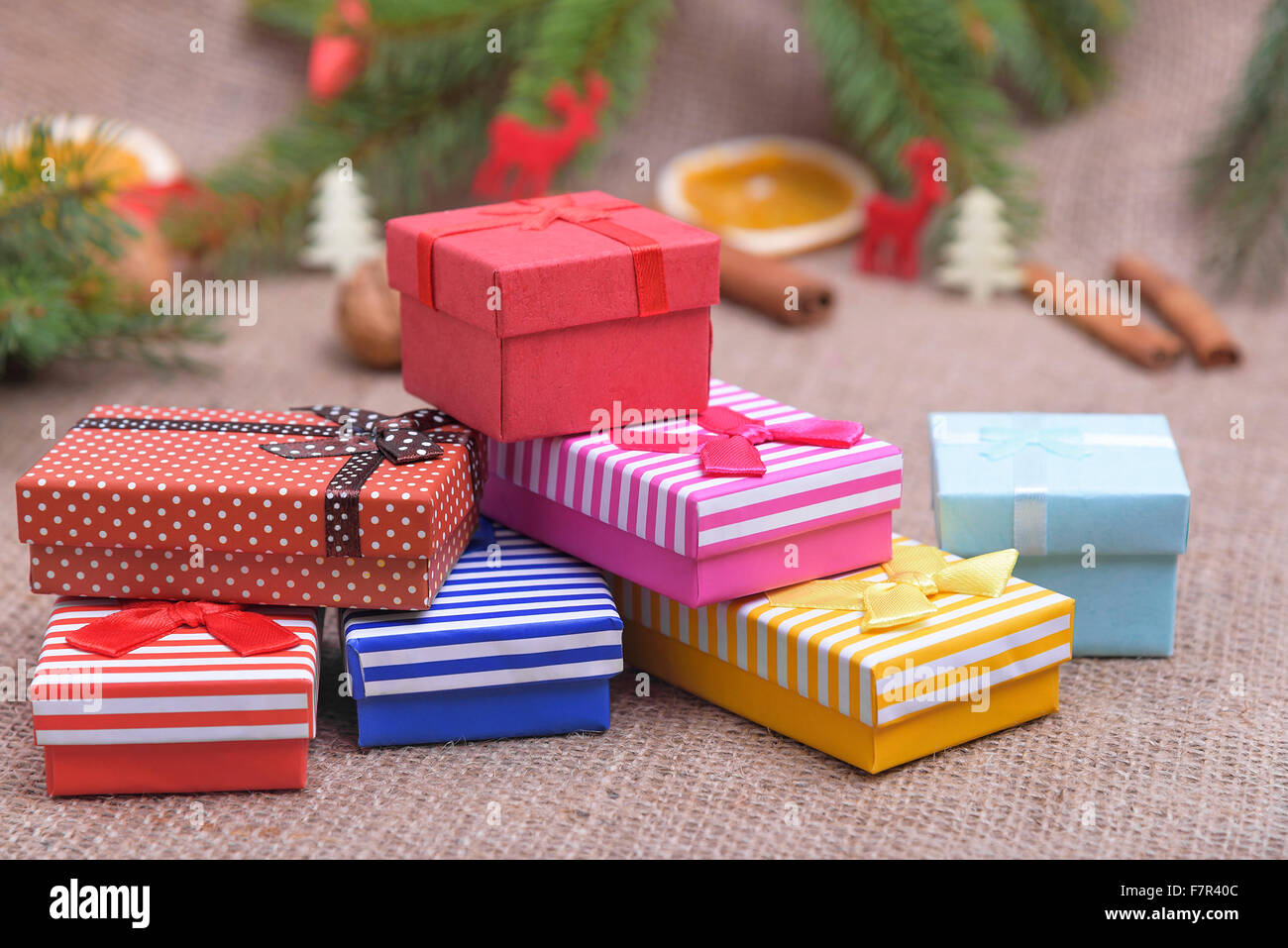 Boxes with gifts Stock Photo - Alamy