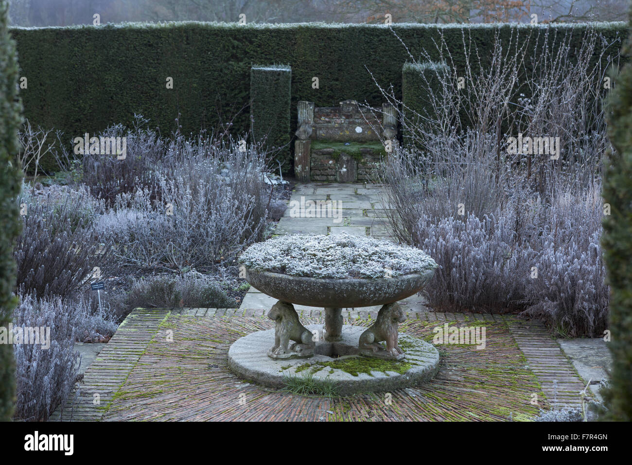 A winter's day in the Herb Garden at Sissinghurst Castle, Kent. Vita ...