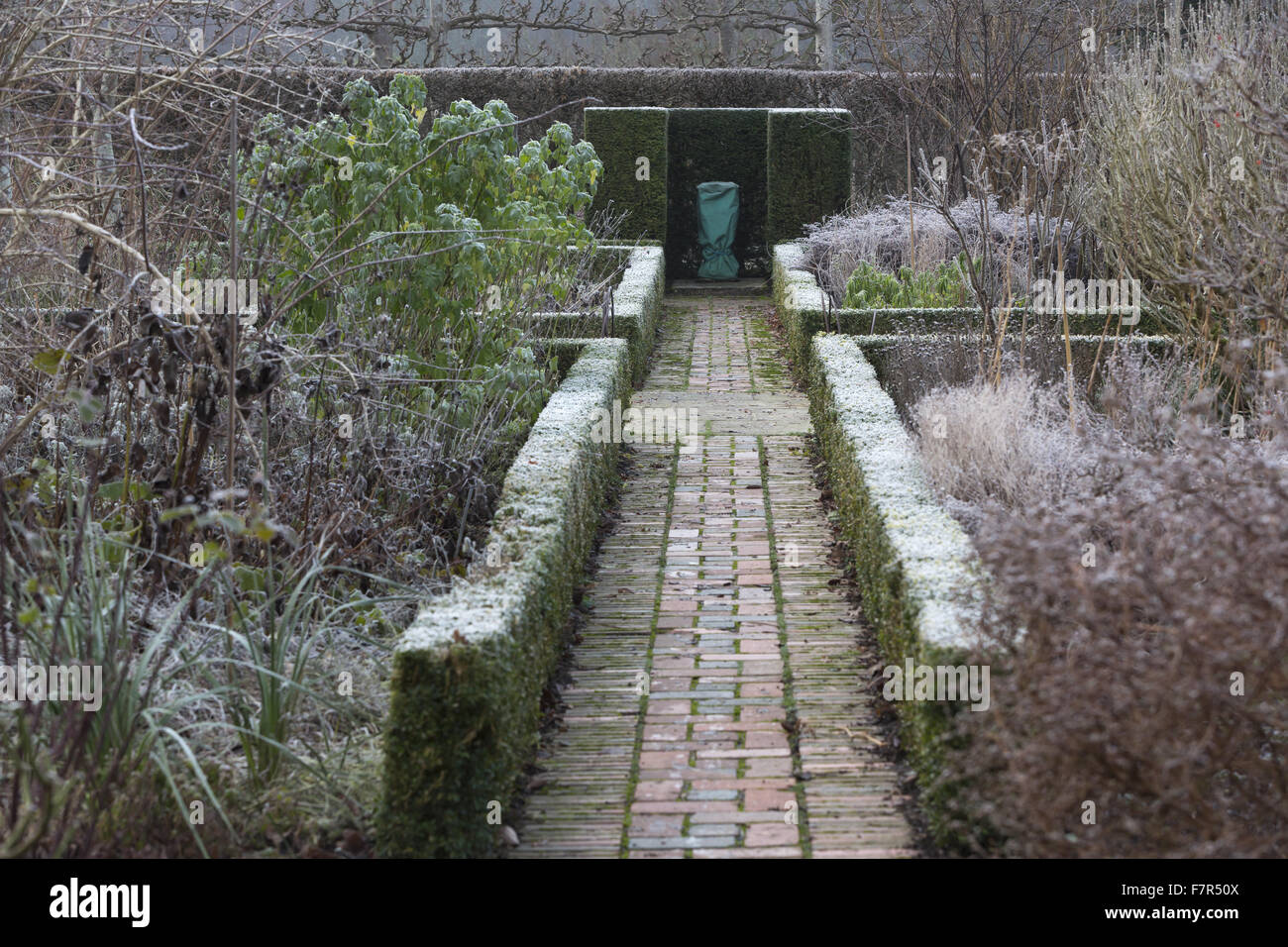 A winter's day in the Rose Garden at Sissinghurst Castle, Kent. Vita ...