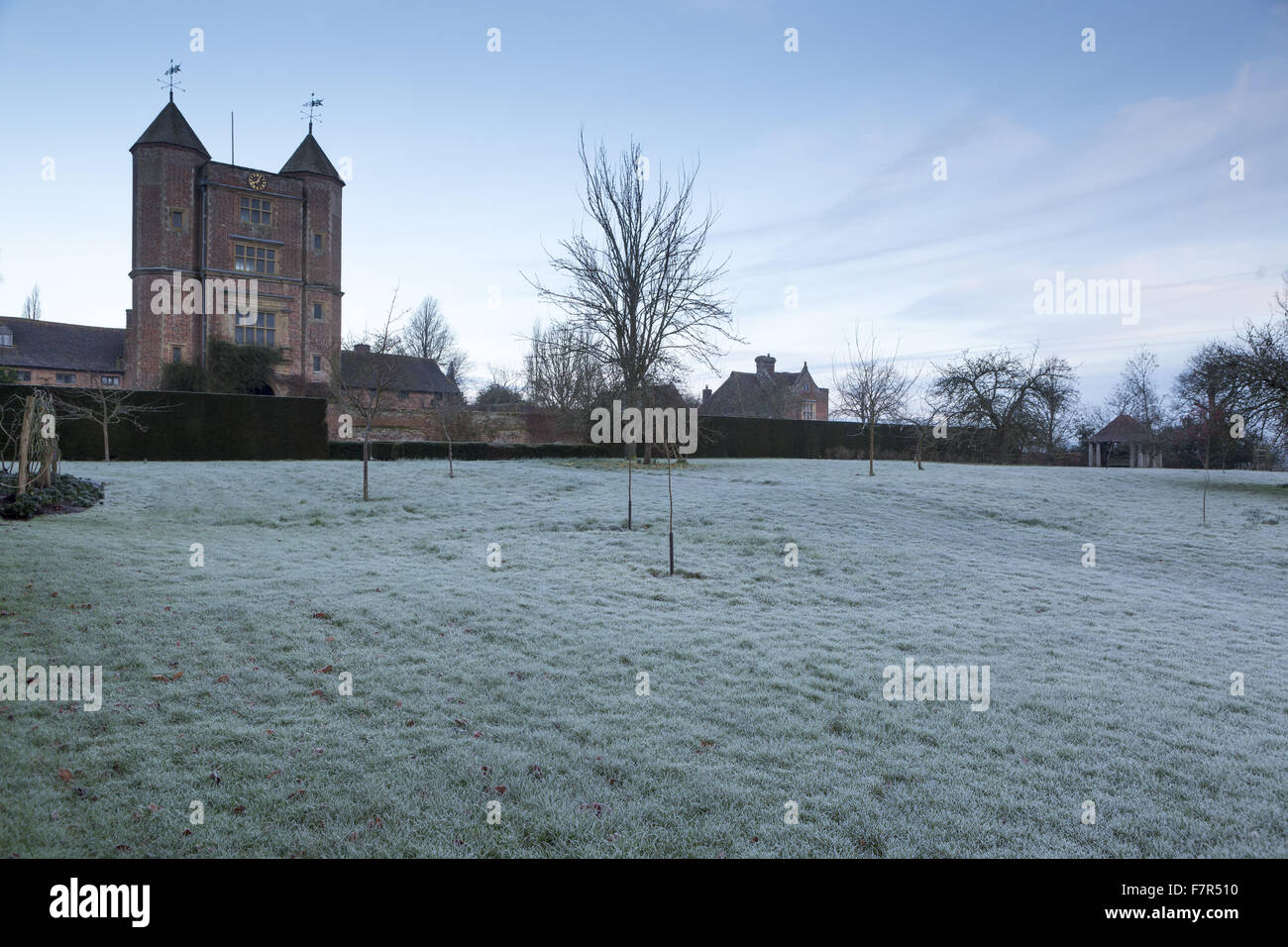 The Tower, seen from the Orchard, on a winter's day at Sissinghurst ...