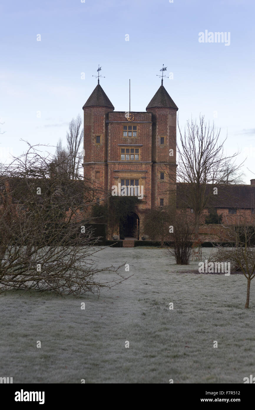 The Tower, seen from the Orchard, on a winter's day at Sissinghurst ...