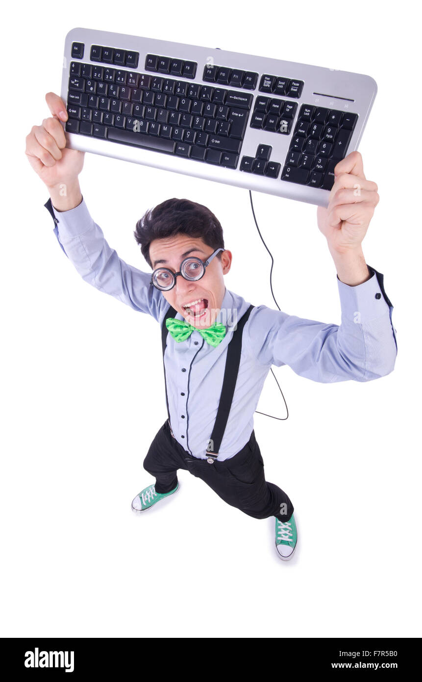 Computer geek nerd in funny concept Stock Photo - Alamy