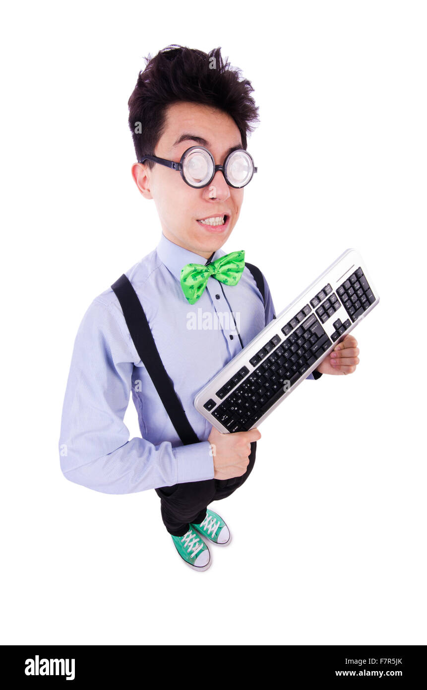 Computer geek nerd in funny concept Stock Photo - Alamy
