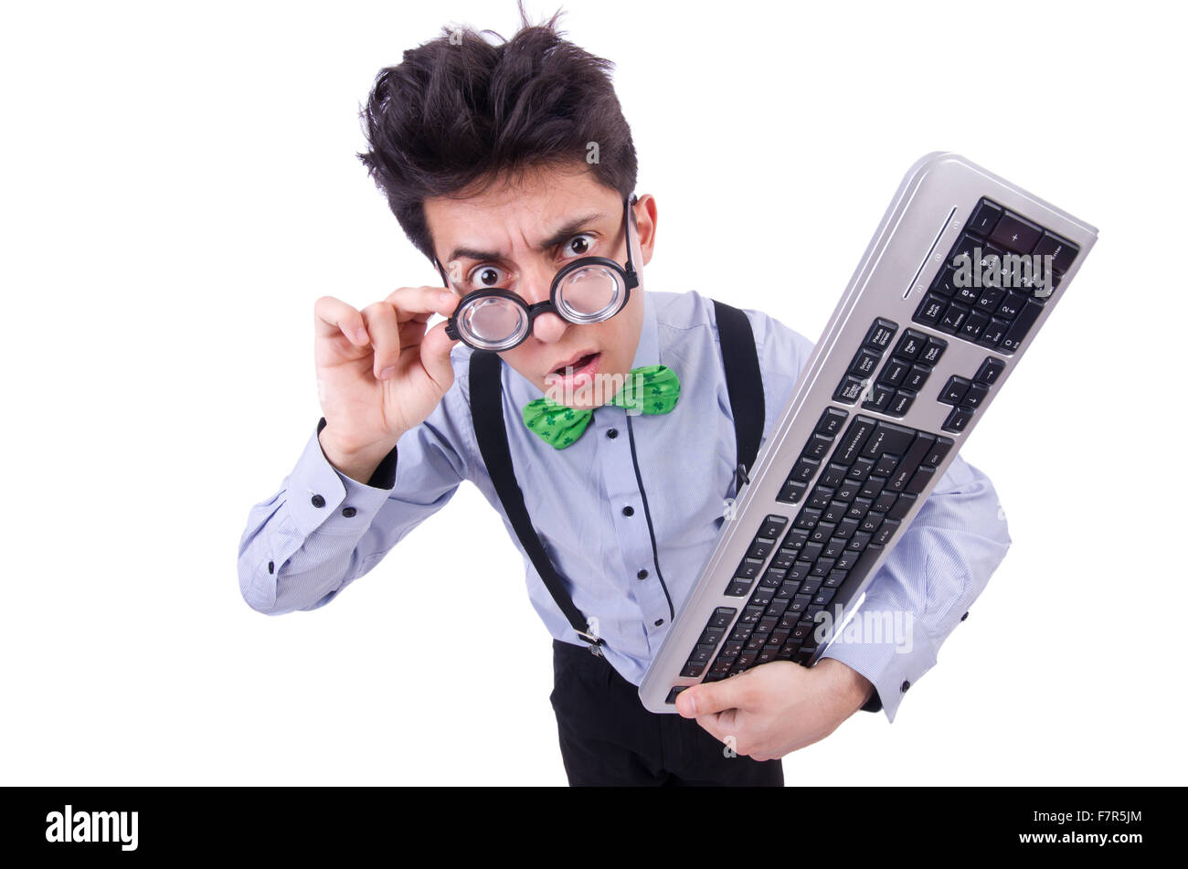 Computer geek nerd in funny concept Stock Photo - Alamy