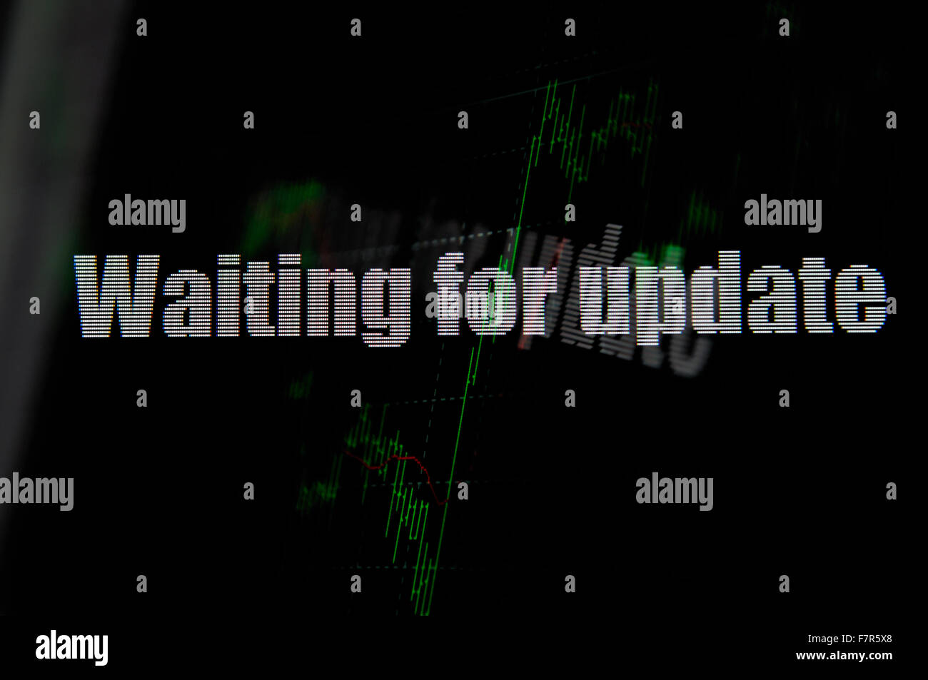 waiting for update sign on lcd display Stock Photo - Alamy
