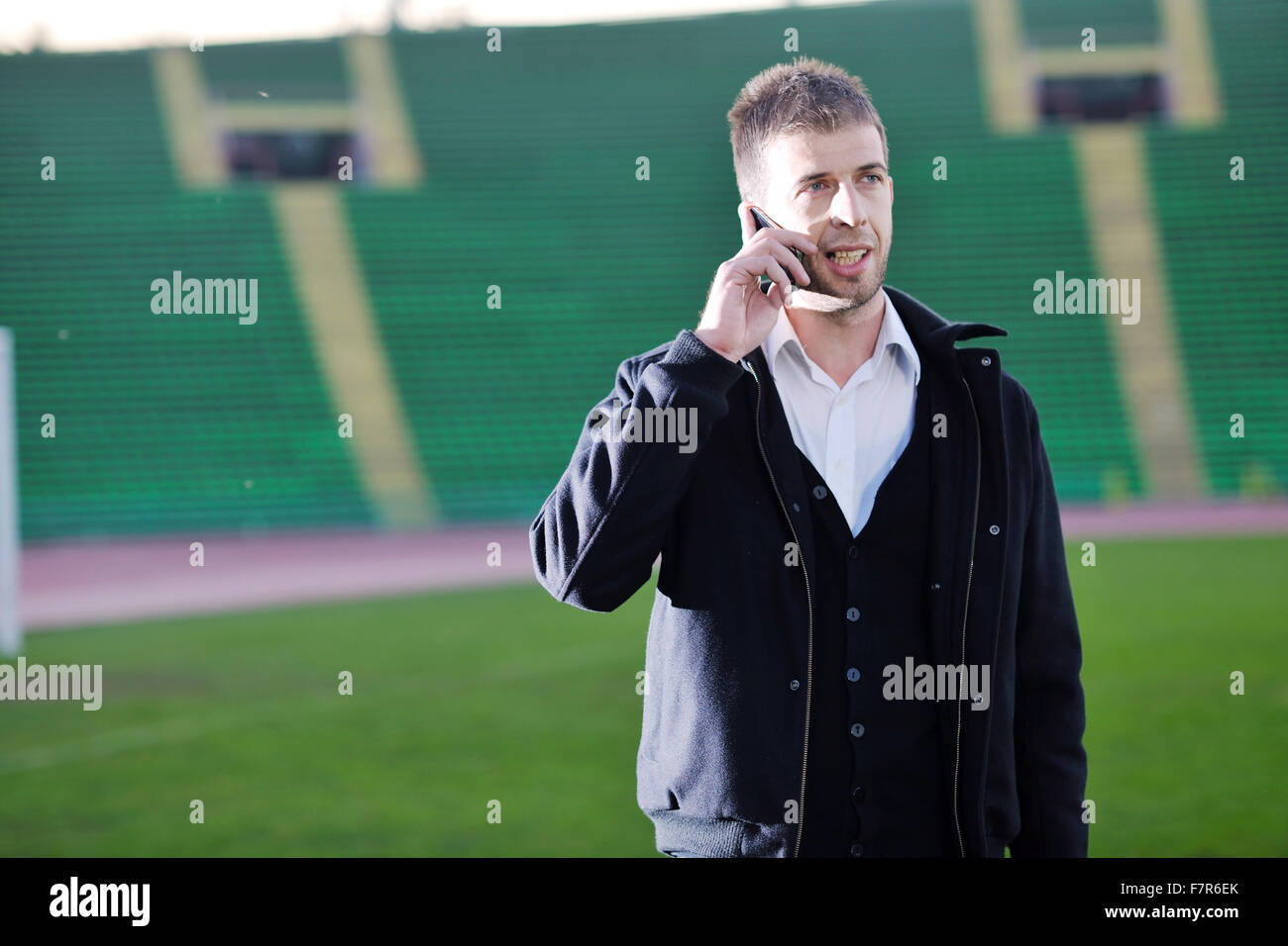 business man sport manager and executive at soccer ball athletic ...