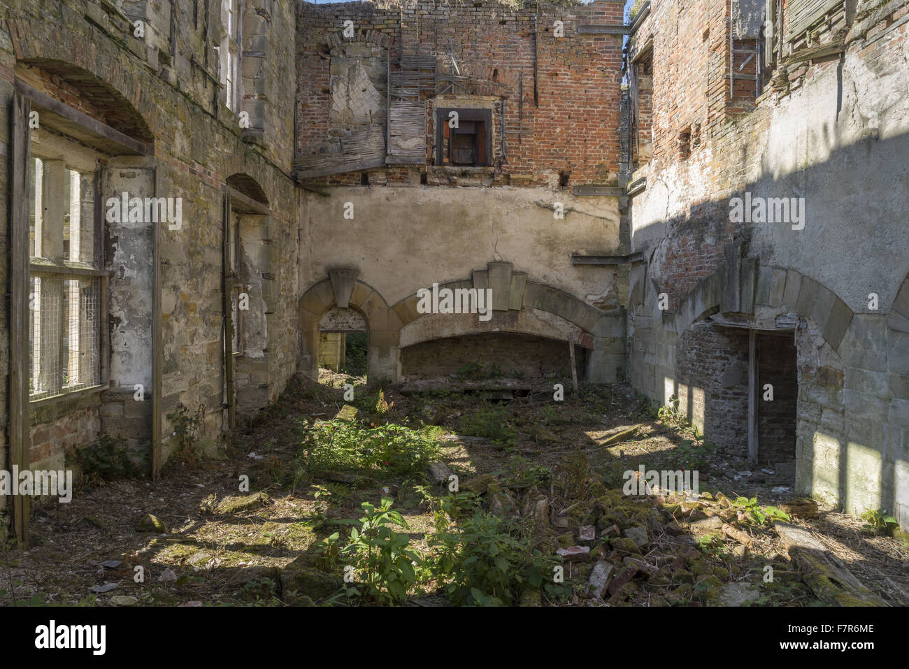 Inside the ruined hall at Gibside, Tyne & Wear. Gibside was created by ...