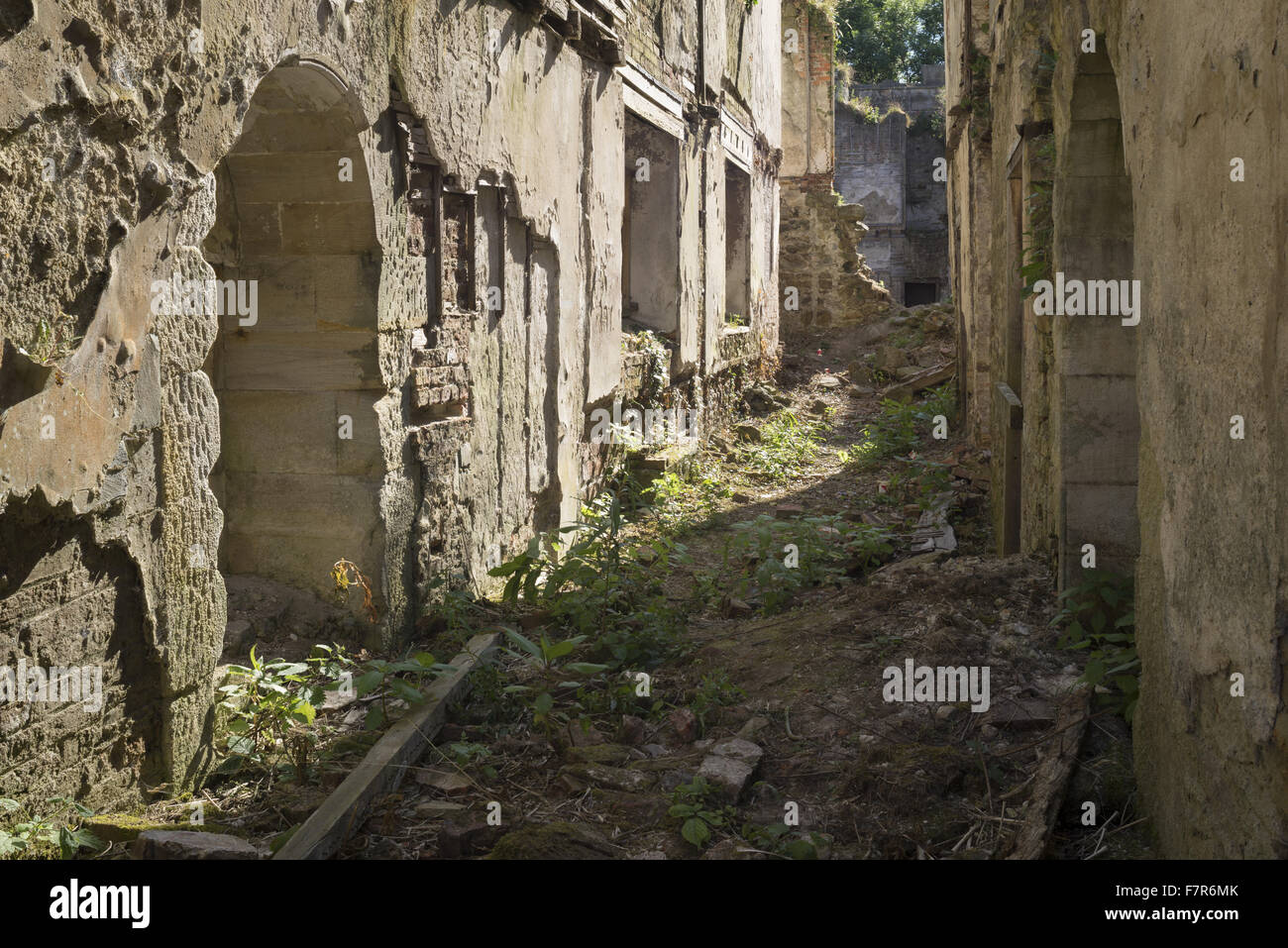 The main corridor inside the ruined hall at Gibside, Tyne & Wear ...