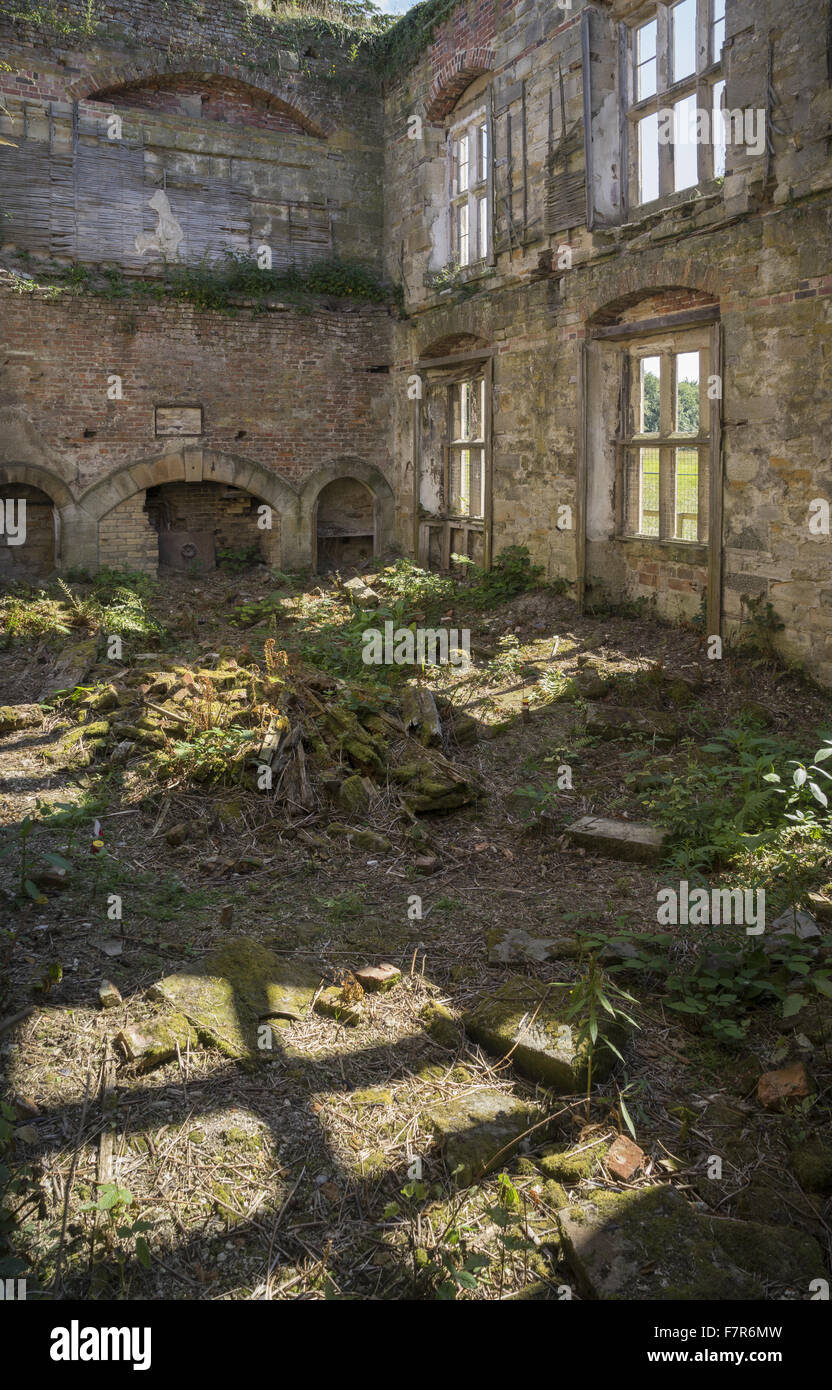 The interior of the kitchen in the ruined hall at Gibside, Tyne & Wear ...
